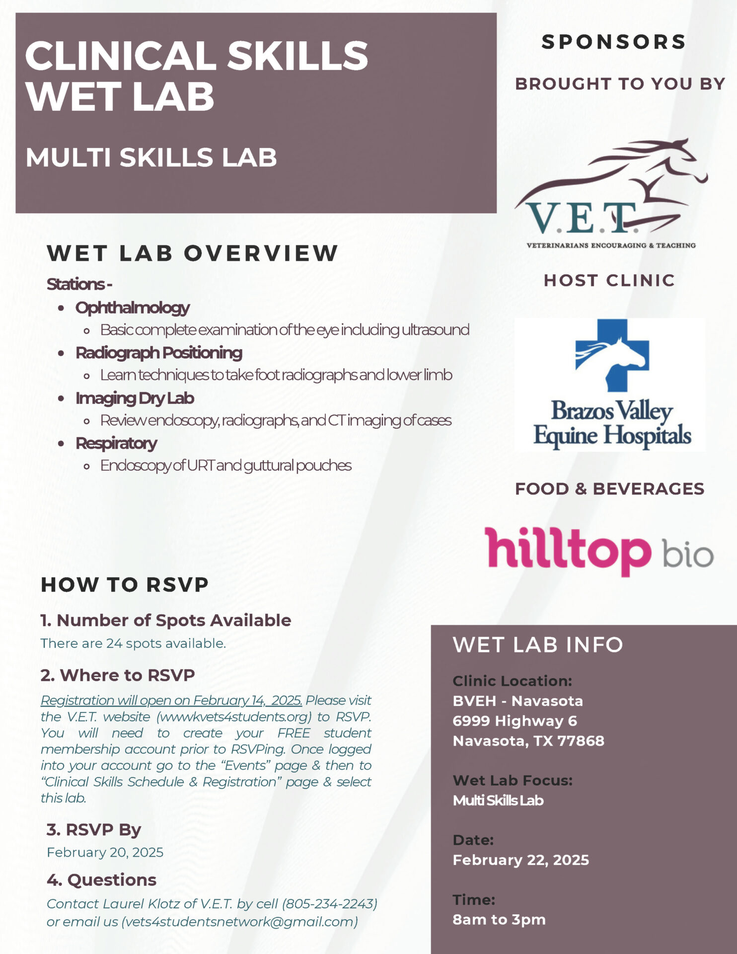 BVEH - Multi Skills Wet Lab - Vets 4 Students